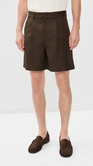 AARON LEVINE Cotton Linen Pleated Shorts
