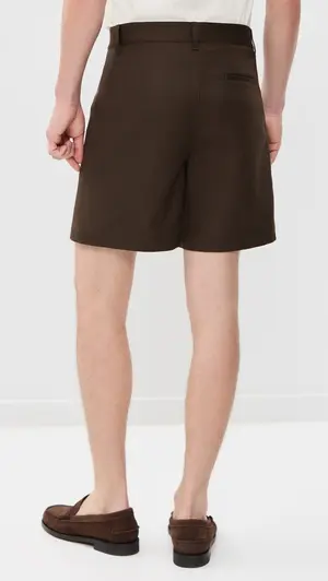AARON LEVINE Cotton Linen Pleated Shorts