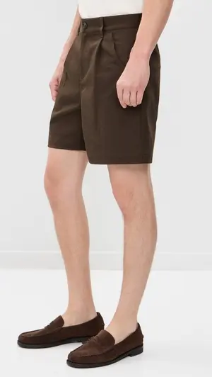 AARON LEVINE Cotton Linen Pleated Shorts