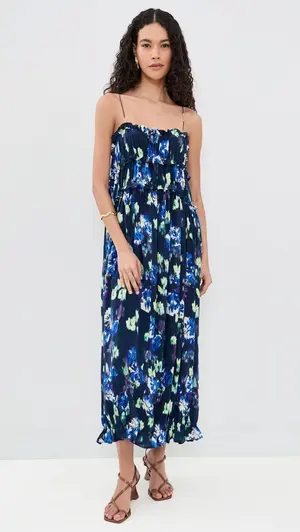 Ulla Johnson Clove Silk Floral Print Midi Dress