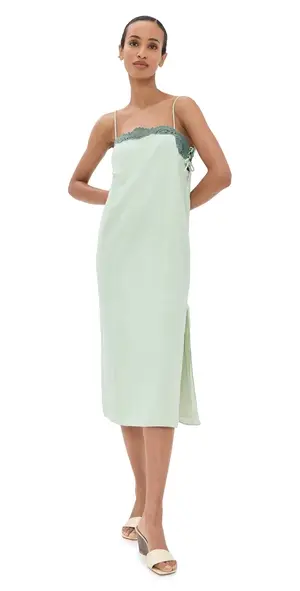 Posse Darya Dress Linen Blend Midi - Green