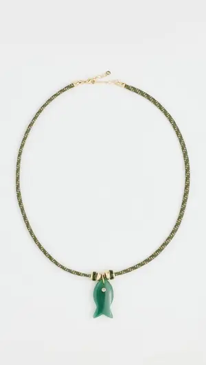 LACEY RYAN Two-tone Paracord Fish Pendant Necklace With Agate And Cubic Zirconia