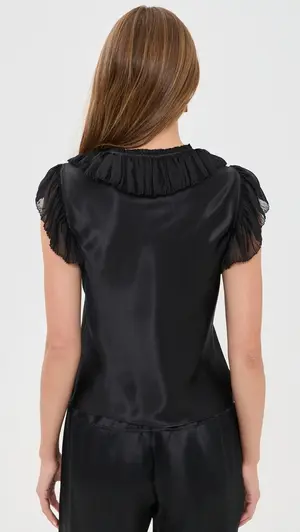 Ulla Johnson Ilyana Silk Top With Ruffle Trim