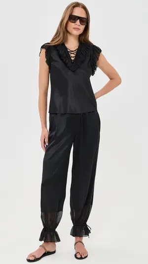 Ulla Johnson Ilyana Silk Top With Ruffle Trim