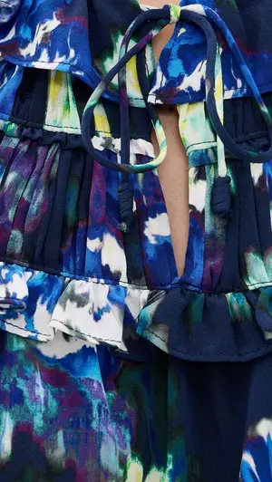 Ulla Johnson Eleonore Silk Floral Print Ruffled Top