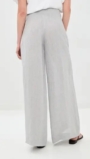 TWP Pleated Wide-leg Hemp Trousers - Light Heather Grey