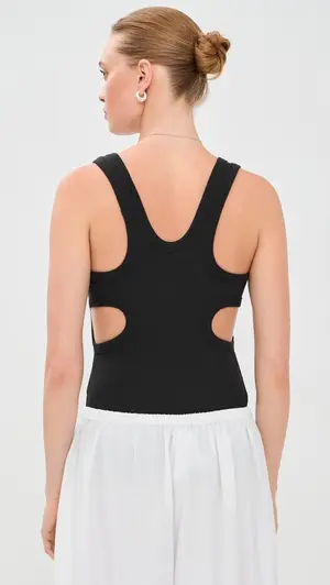 Tibi Ribbed Racerback Tank With Side Cutouts