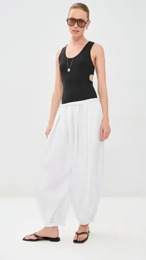 Tibi Ribbed Racerback Tank With Side Cutouts