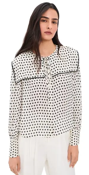 FRAME Polka Dot Silk Blouse - Cream Multi
