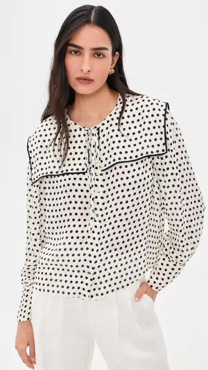 FRAME Polka Dot Silk Blouse
