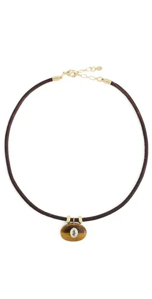 LACEY RYAN Oval Tiger Eye And White Topaz Necklace - Brown