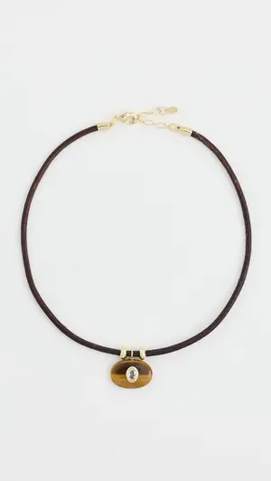 LACEY RYAN Oval Tiger Eye And White Topaz Necklace