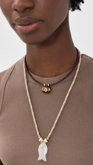 LACEY RYAN Oval Tiger Eye And White Topaz Necklace