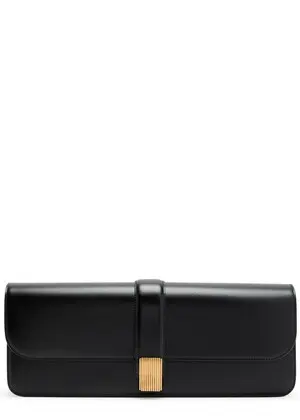 Khaite Blake Leather Clutch With Gold-tone Hardware - Black