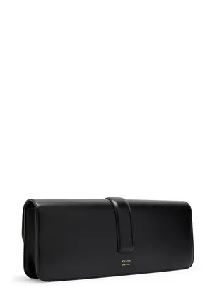 Khaite Blake Leather Clutch With Gold-tone Hardware - Black