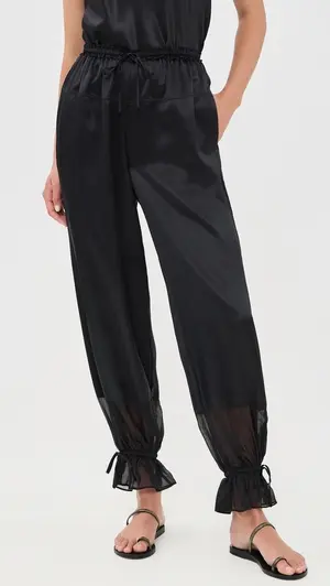 Ulla Johnson Camille Silk Cinched Pants - Noir