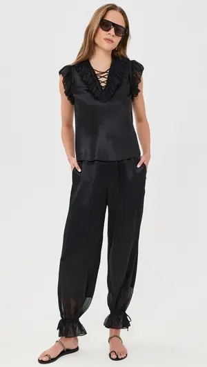 Ulla Johnson Camille Silk Cinched Pants - Noir