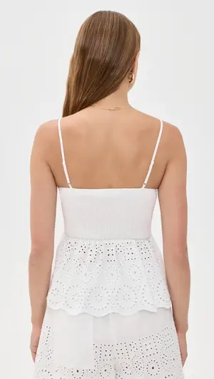 Susana Monaco Embroidered Poplin Peplum Top