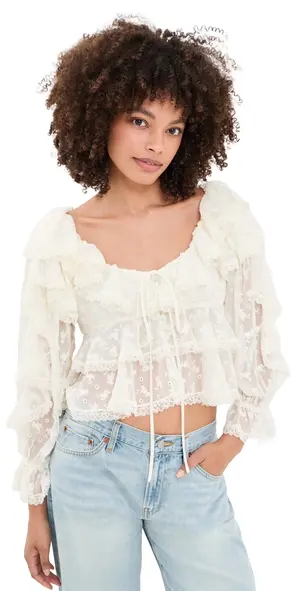 For Love & Lemons Lilou Blouse - Cream