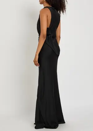 Victoria Beckham Kira Draped Satin-crepe Gown - Black
