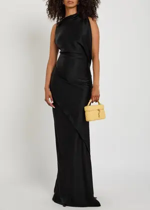 Victoria Beckham Kira Draped Satin-crepe Gown - Black