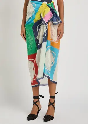 Jacquemus Le Pareo Hippocampe Printed Cotton And Silk-blend Sarong
