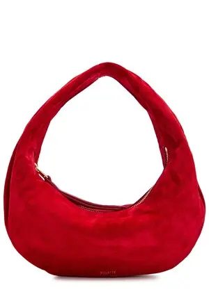 Khaite Olivia Mini Suede Hobo Top Handle Bag - Red