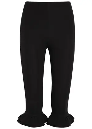 Jacquemus Le Bermuda Playa Ruffled Jersey Capri Trousers - Black