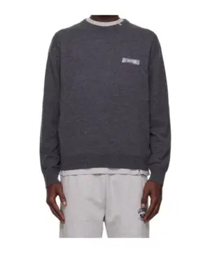 We11Done Logo Knit Pullover Sweater - Grey