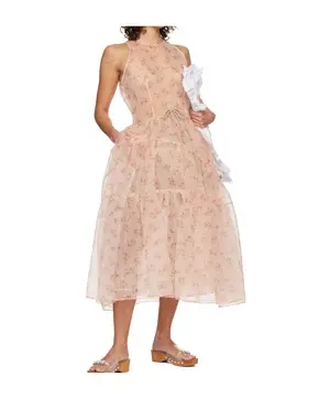 Simone Rocha Sleeveless Printed Dress With Bow Detail
