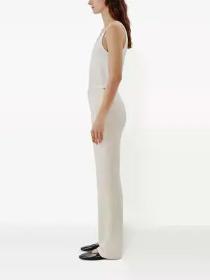Another Tomorrow Cream White Jersey Slim-fit Trousers