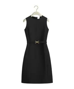 Dior Belted Straight Dress With Bow Detail - Black
