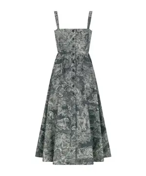 Dior Riviera Mid-length Flared Dress With Graphic Pattern - Gray