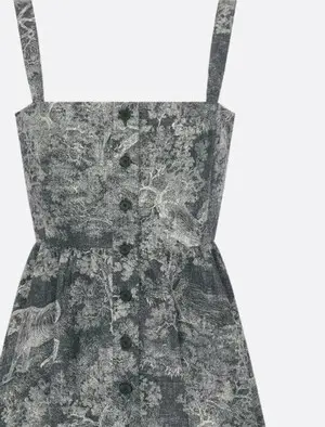 Dior Riviera Mid-length Flared Dress With Graphic Pattern - Gray