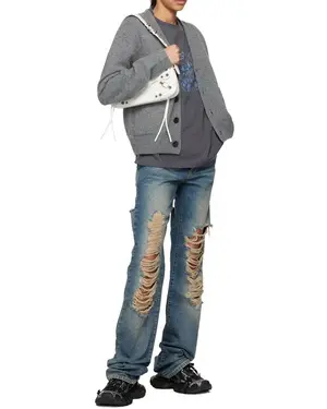 We11Done V-neck Logo Embroidered Knitted Cardigan
