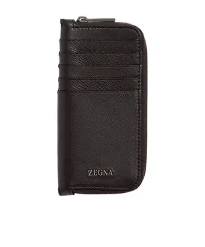 Zegna Logo Plaque Secondskin Wallet - Dark Brown