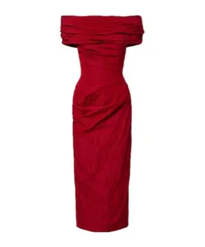 Magda Butrym Off-shoulder Draped Cotton-blend Midi Dress - Red