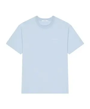 Givenchy T-shirt In Cotton With Givenchy Paris Gros Grain Light Blue