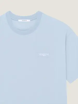 Givenchy T-shirt In Cotton With Paris Gros Grain - Light Blue