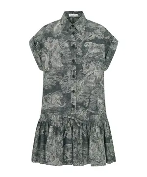 Dior Graphic Print Short Shirtdress - Gray