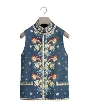 Dior Embroidered Floral Vest - Blue