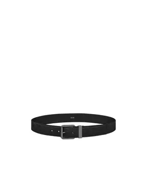 Dior Logo Engraved Leather Belt - Black