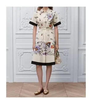 Dior Mid-length Shirtdress With Floral Print And Bow Belt