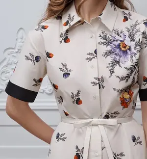Dior Mid-length Shirtdress With Floral Print And Bow Belt