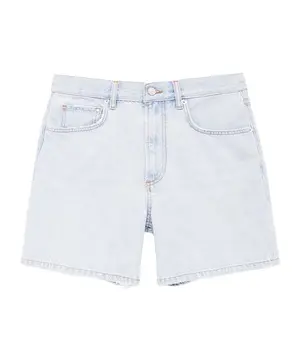 ANINE BING Delaney Frayed-edge Denim Shorts - White