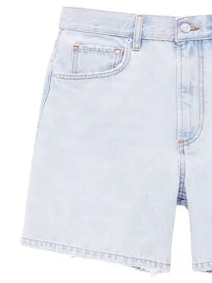 ANINE BING Delaney Frayed-edge Denim Shorts - White