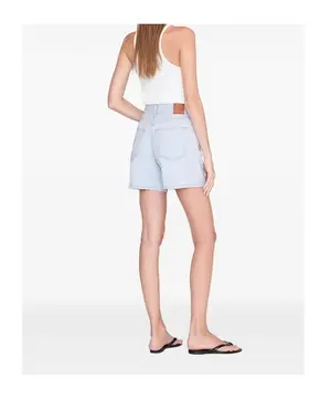 ANINE BING Delaney Frayed-edge Denim Shorts - White