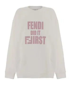 Fendi Logo Print Sweatshirt - White Pink