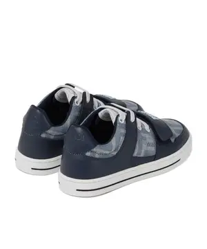 Fendi Leather And Denim First Steps Sneakers With Ff Logo