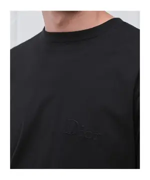 Dior Logo Embroidered Short-sleeved T-shirt - Black